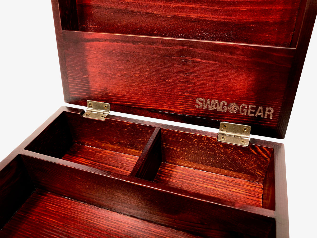 Dark Wood Stash Box with Lock - Locking stash boxes with Compartments ...